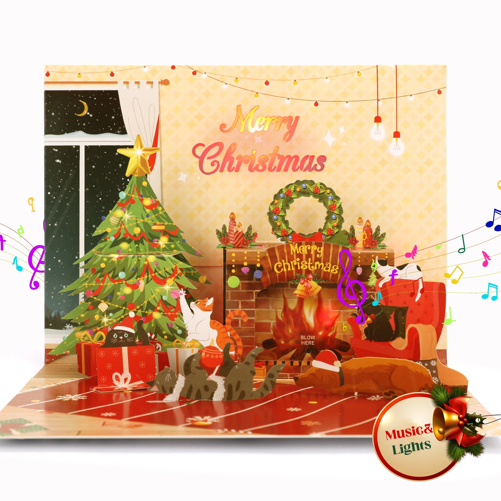 Red Fireplace | Christmas Card with Music & Lights – ecloverlife