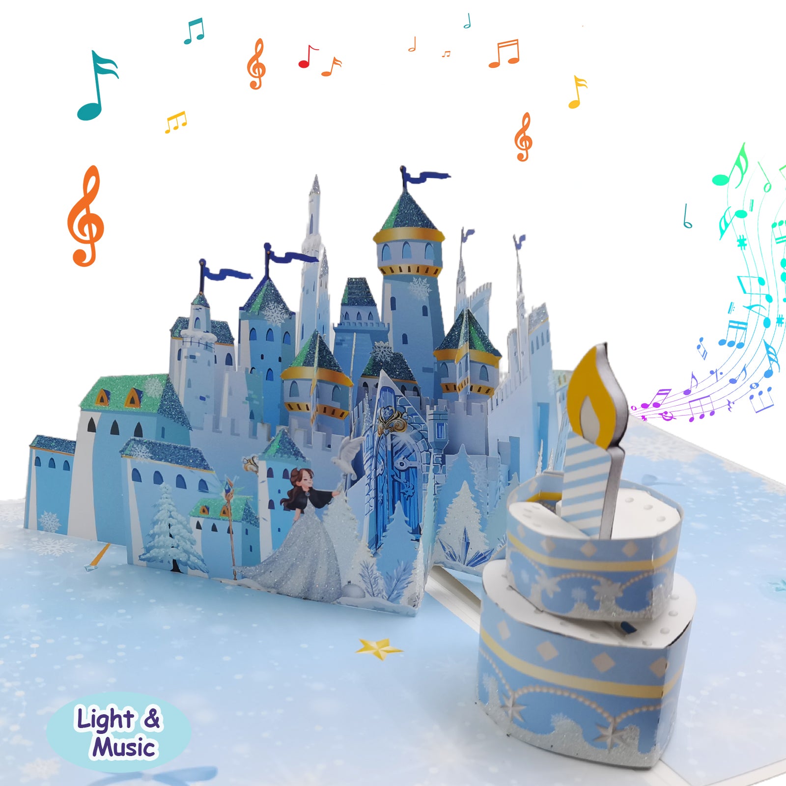 Blue Castle Cake | Pop Up Birthday Card With Lights & Musical – ecloverlife