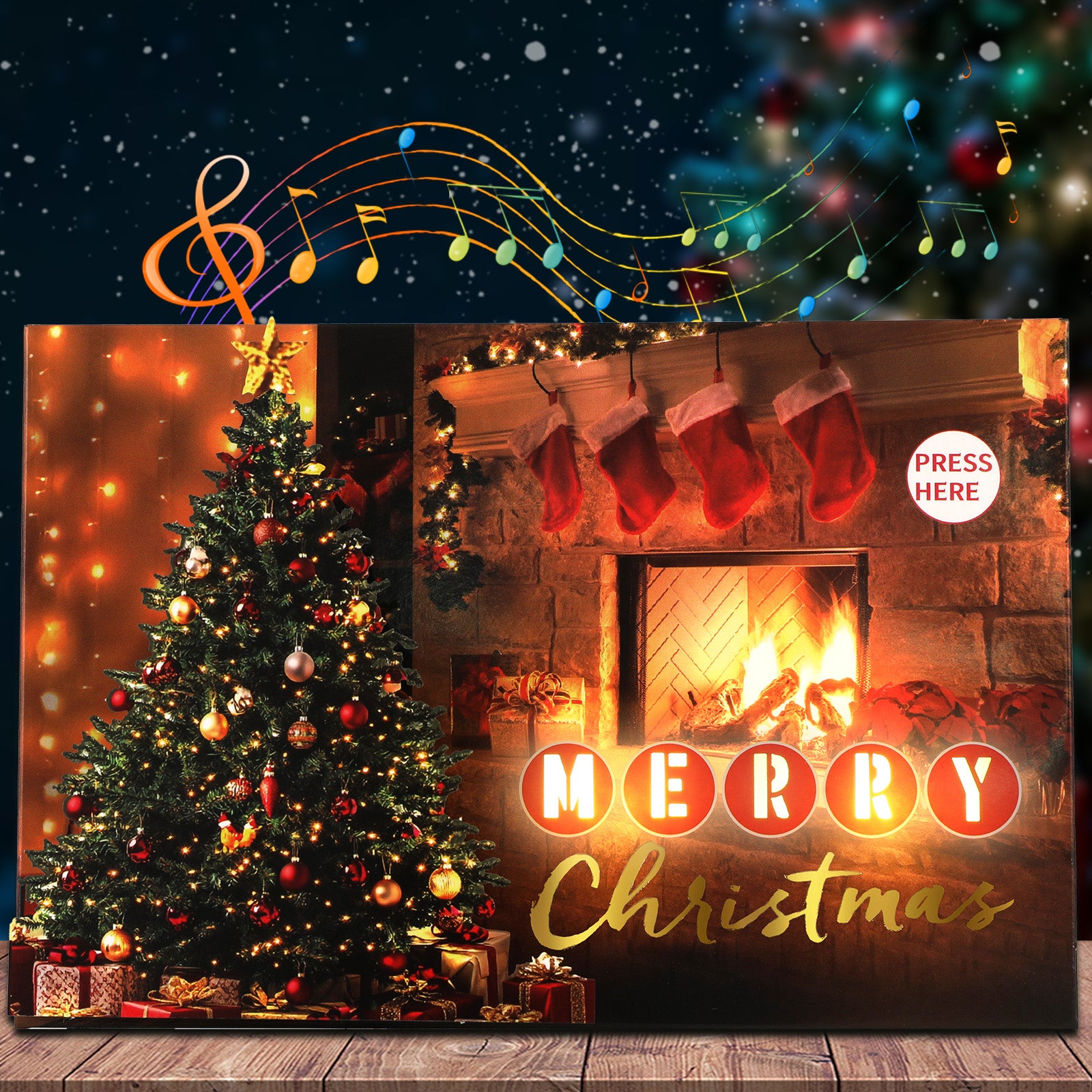 Christmas fireplace light | Christmas Card with Music & Lights ...